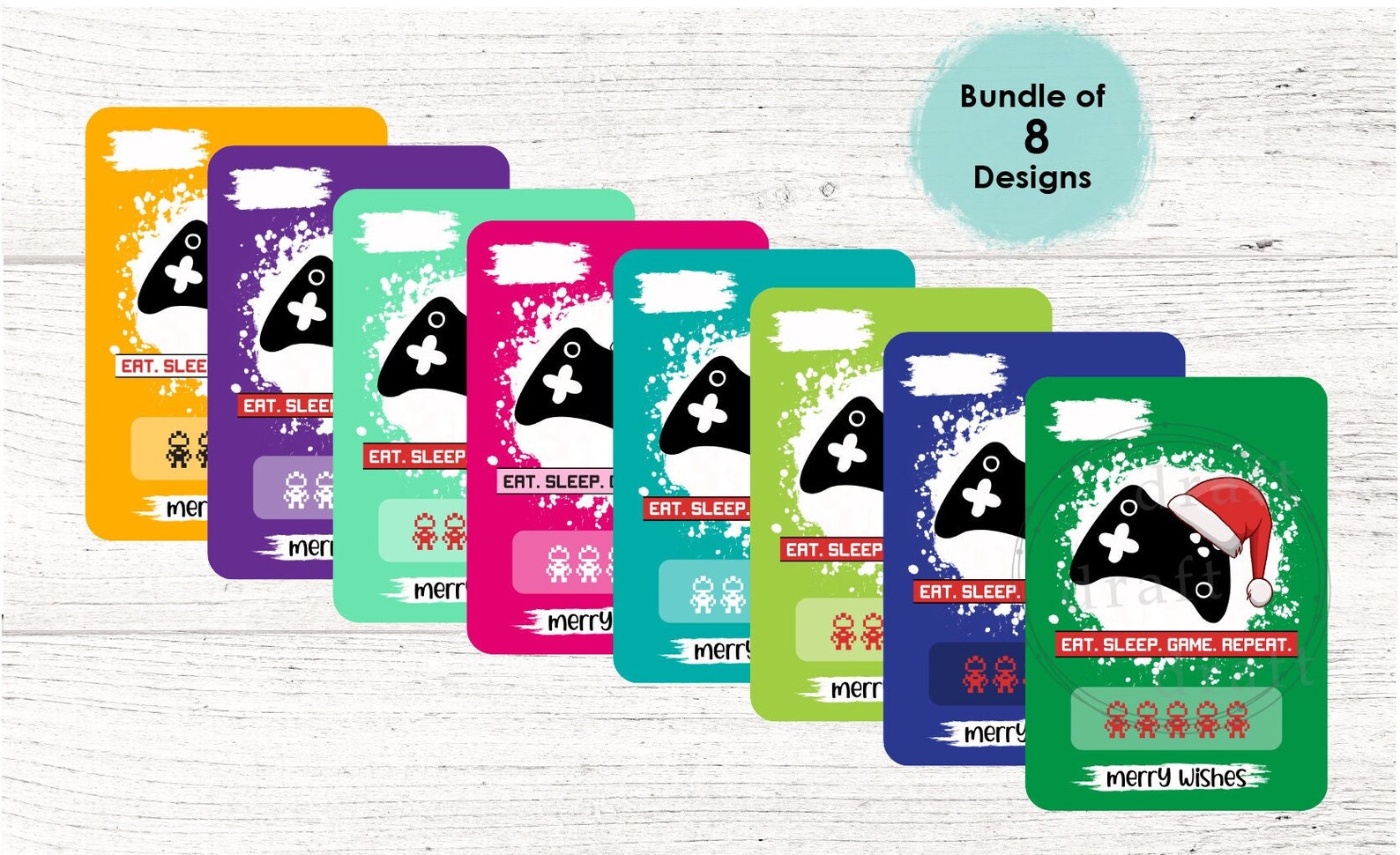 Bundle of 8 GAMER Gift Card Designs Video Game Lover - Etsy
