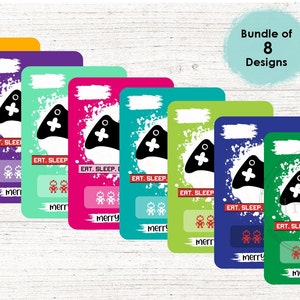Bundle of 8 GAMER Gift Card Designs Video Game Lover Attach Rolled ...