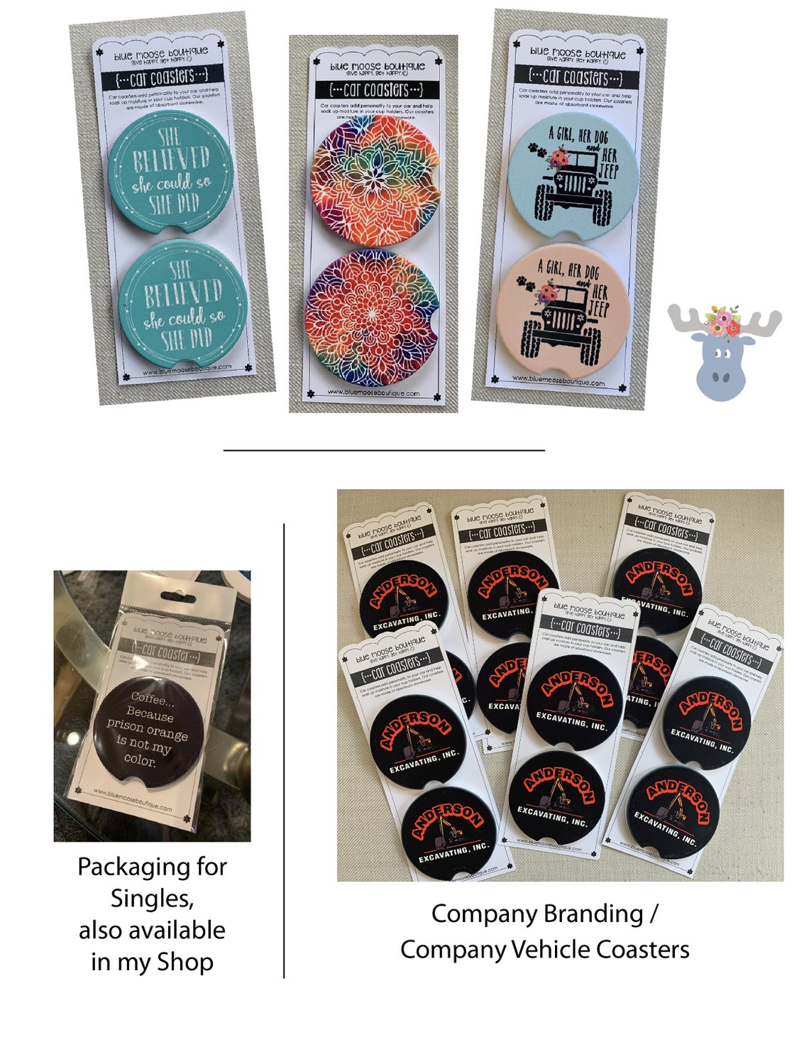 2 CAR COASTER PACKAGING Designs • Straight Top Edge • Doubles • Print ...