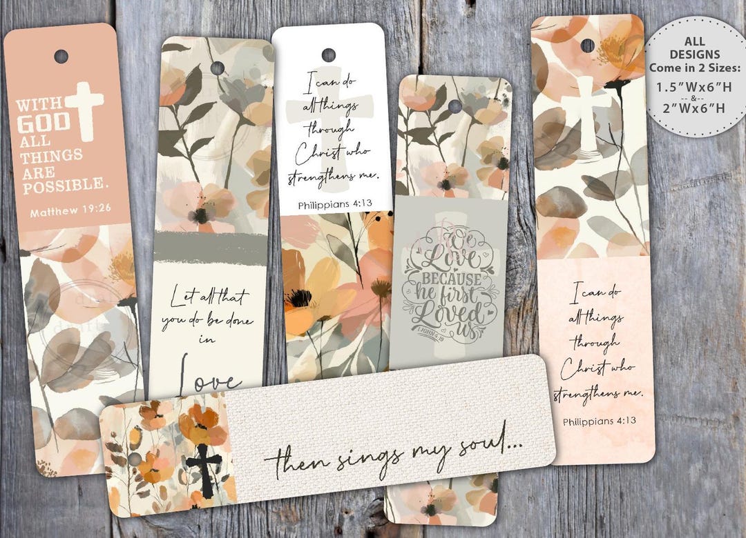 6 FAITH Bookmark Designs • Floral • Christian • Book Lover • Includes 2 ...