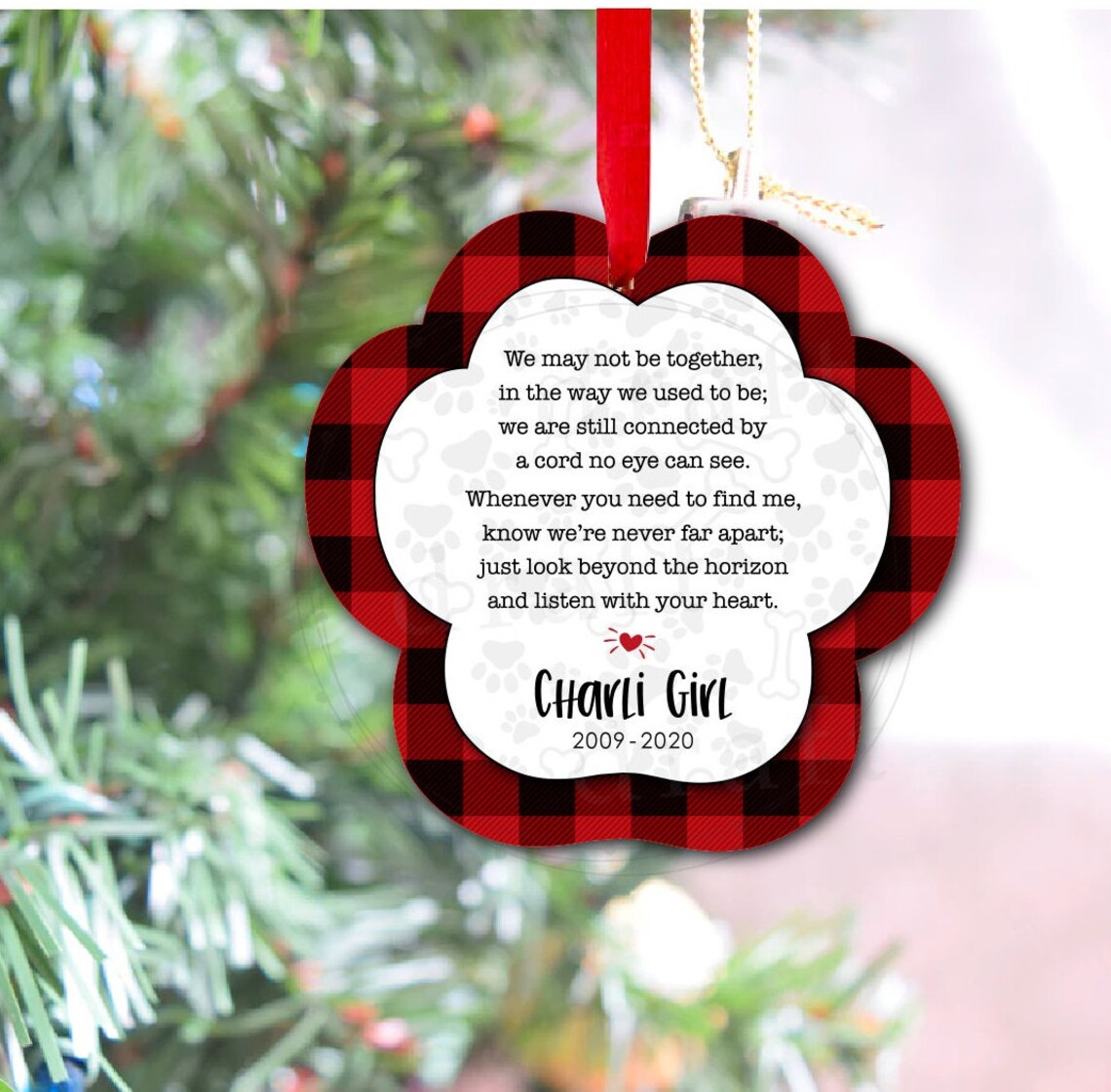 Pet Memorial Designs Paw Prints on My Heart Christmas - Etsy