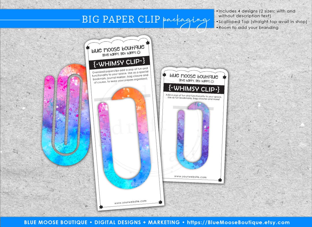 Big PAPER CLIP PACKAGING Designs • Scalloped Top • Oversized Paperclip ...