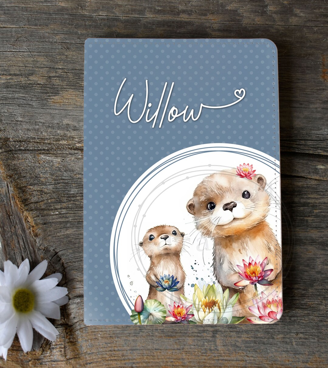 Otter Journal Design • Sweet Otters • Flowers • Blue • Room to ...