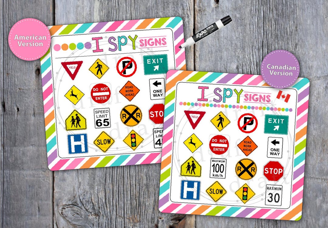 I SPY SIGNS Designs • Whimsy Colors • 6x6 Travel Board Game • Car ...