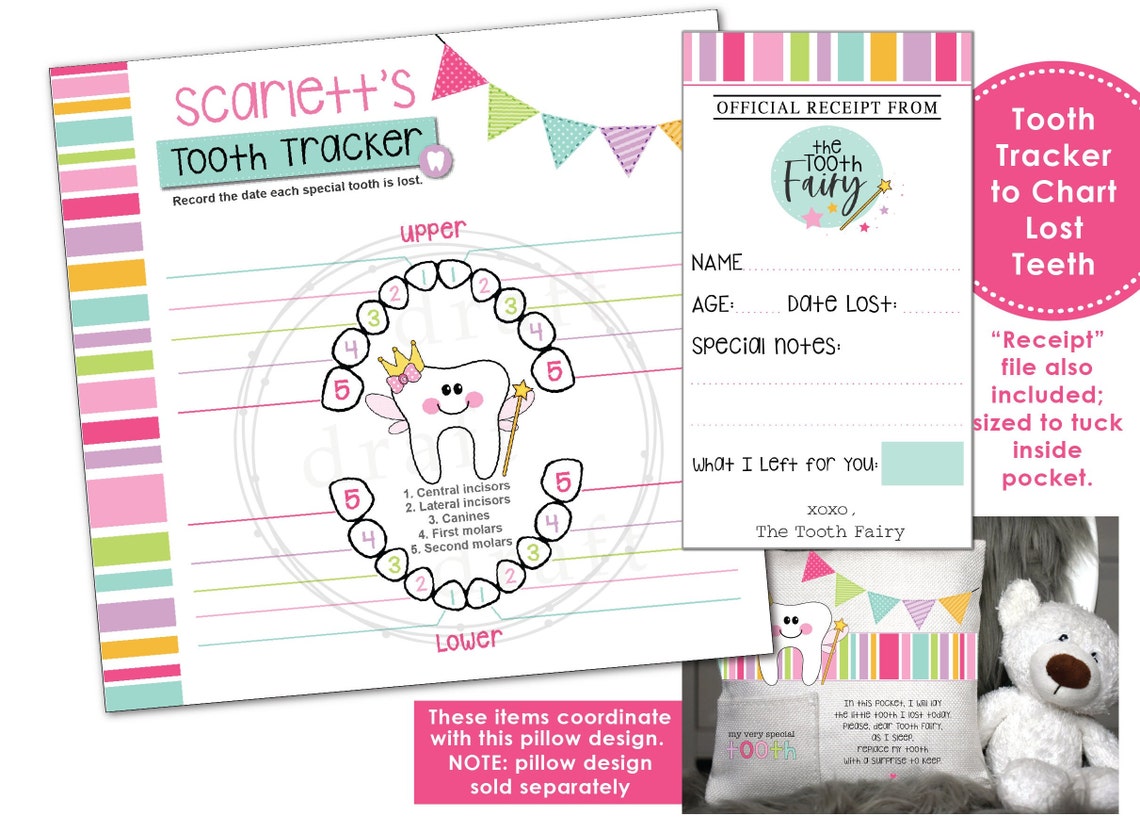 TOOTH TRACKER RECEIPTS Whimsy Record Lost Teeth & Leave - Etsy