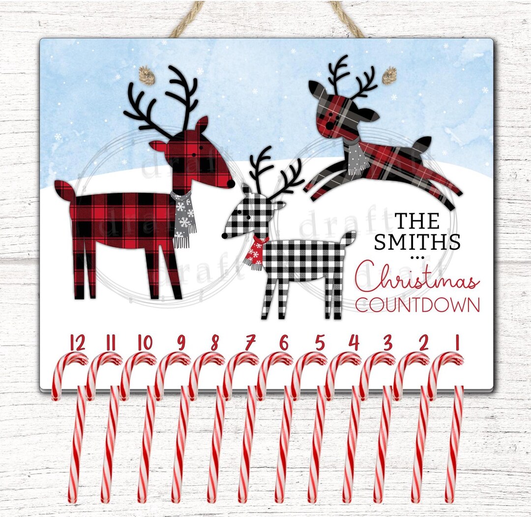 12-DAY Reindeer CANDY CANE Countdown Christmas Design • 8.5x11-friendly ...