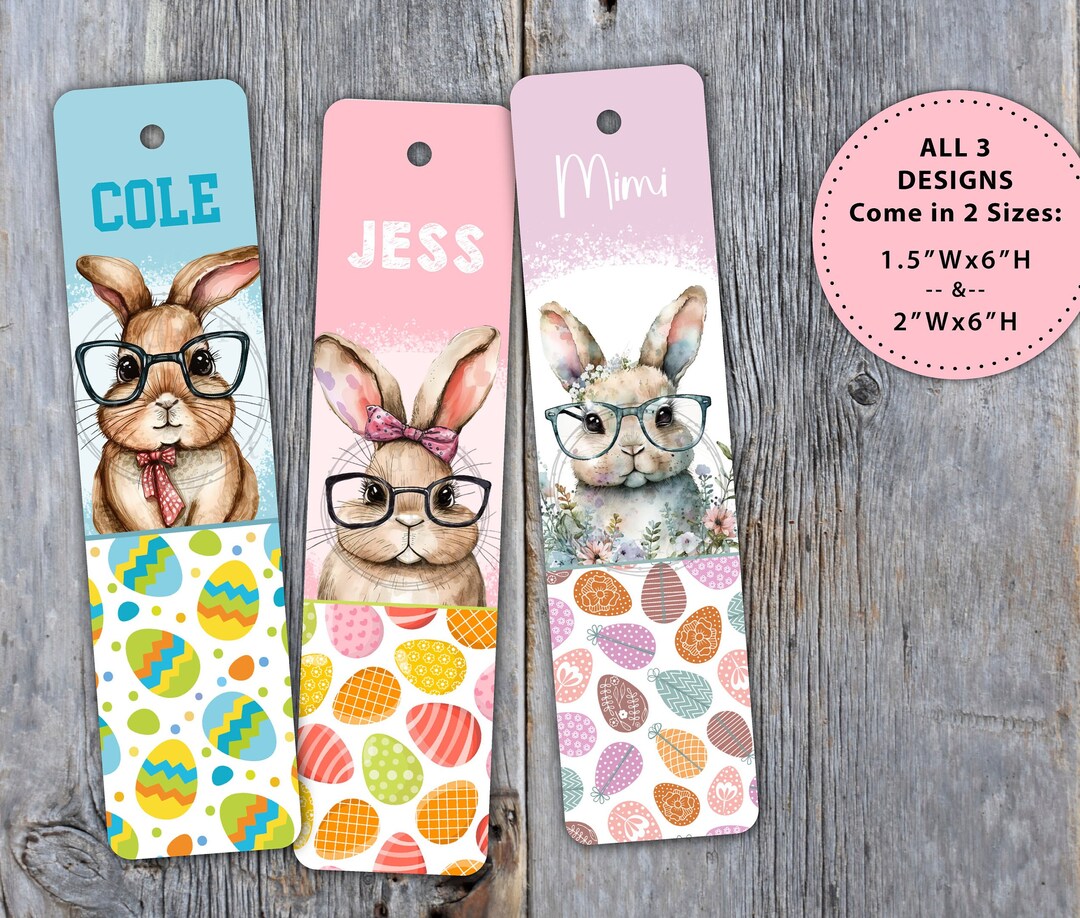 3 EASTER Bookmark Designs • Bunny With Glasses • Bunnies • Includes 2 ...