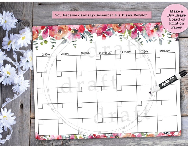Monthly Calendar Designs 13 Designs Print on Paper or - Etsy