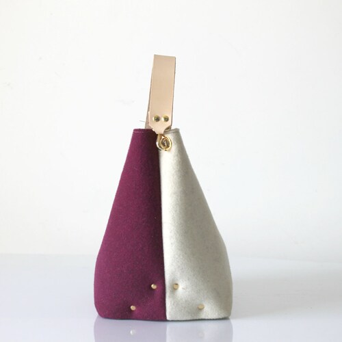 Wool Felt TOTE BAG Oatmeal and Grey / Two Tone Tote Bag / | Etsy