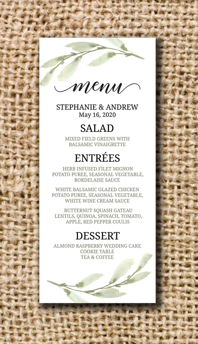 Wedding Dinner Menu - Etsy