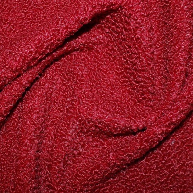 Wine Red - Curly Knit Boucle Type Stretch Fabric - Polyester Material ...