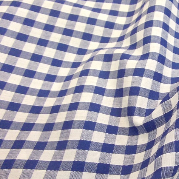Blue Check Fabric - Etsy UK