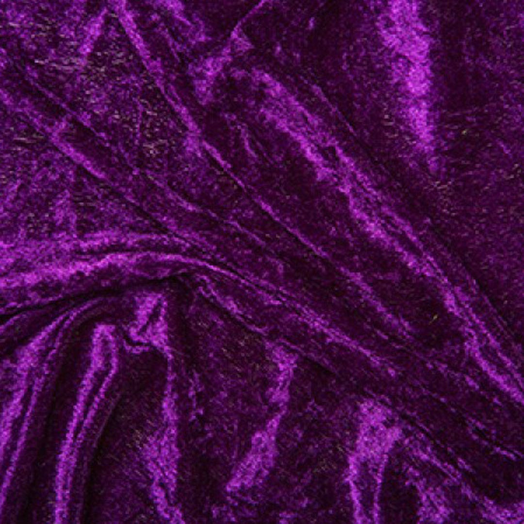 Purple Crushed Velvet Velour Stretch Fabric Material - Polyester ...