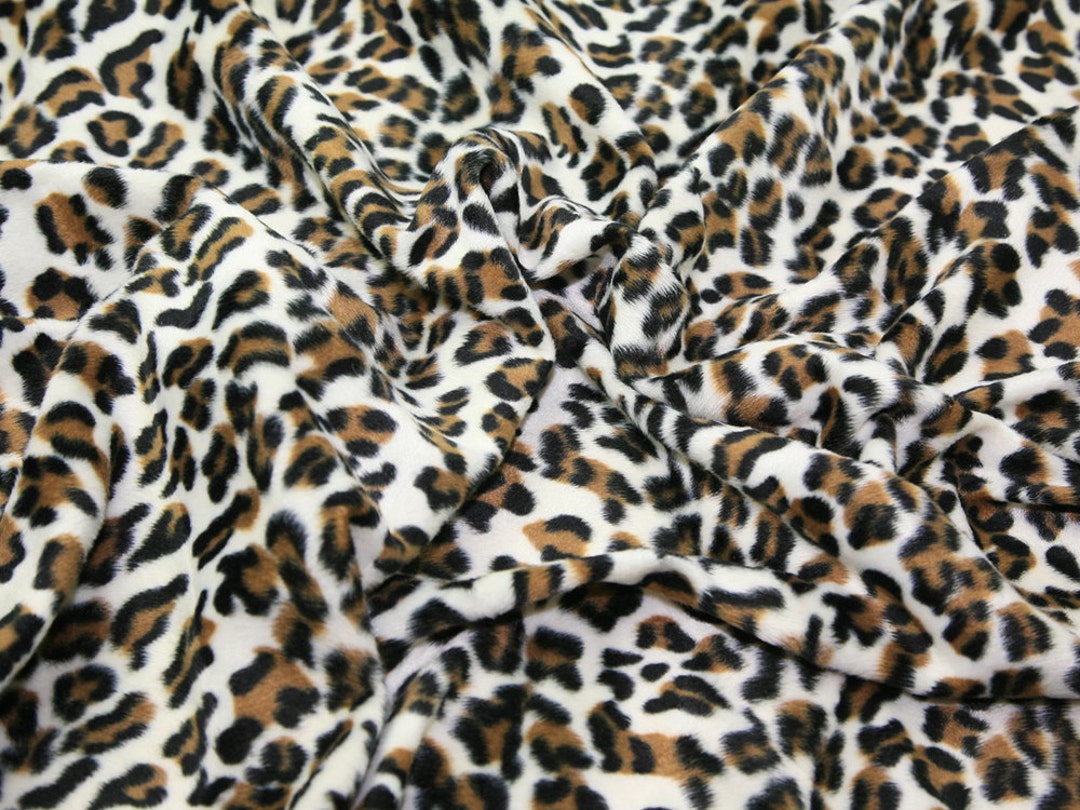 Snow Leopard - Animal Print Polyester Velboa Fabric - Metre/half - Faux ...