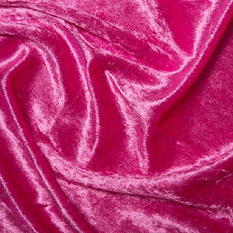 Cerise Pink Crushed Velvet Velour Stretch Fabric Material - Polyester ...