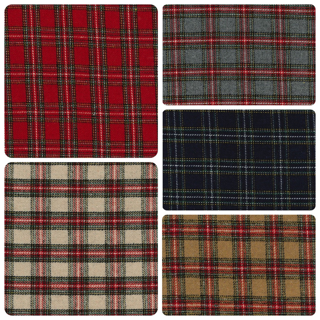 Wool Mix Tartan Check Polyester/wool Blend Fabric Material - 150cm (59 ...