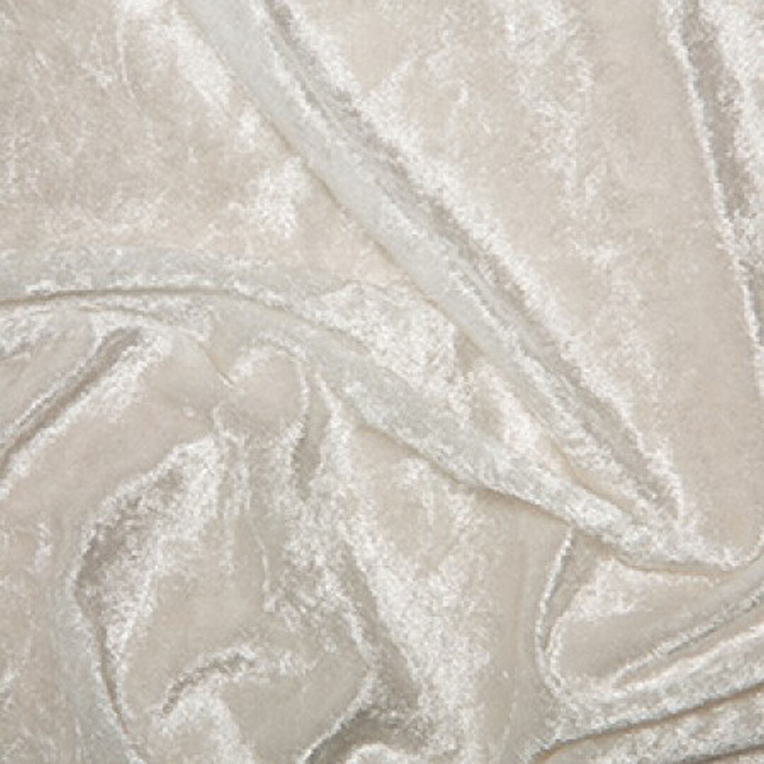 Cream Crushed Velvet Velour Stretch Fabric Material - Polyester - 150cm ...