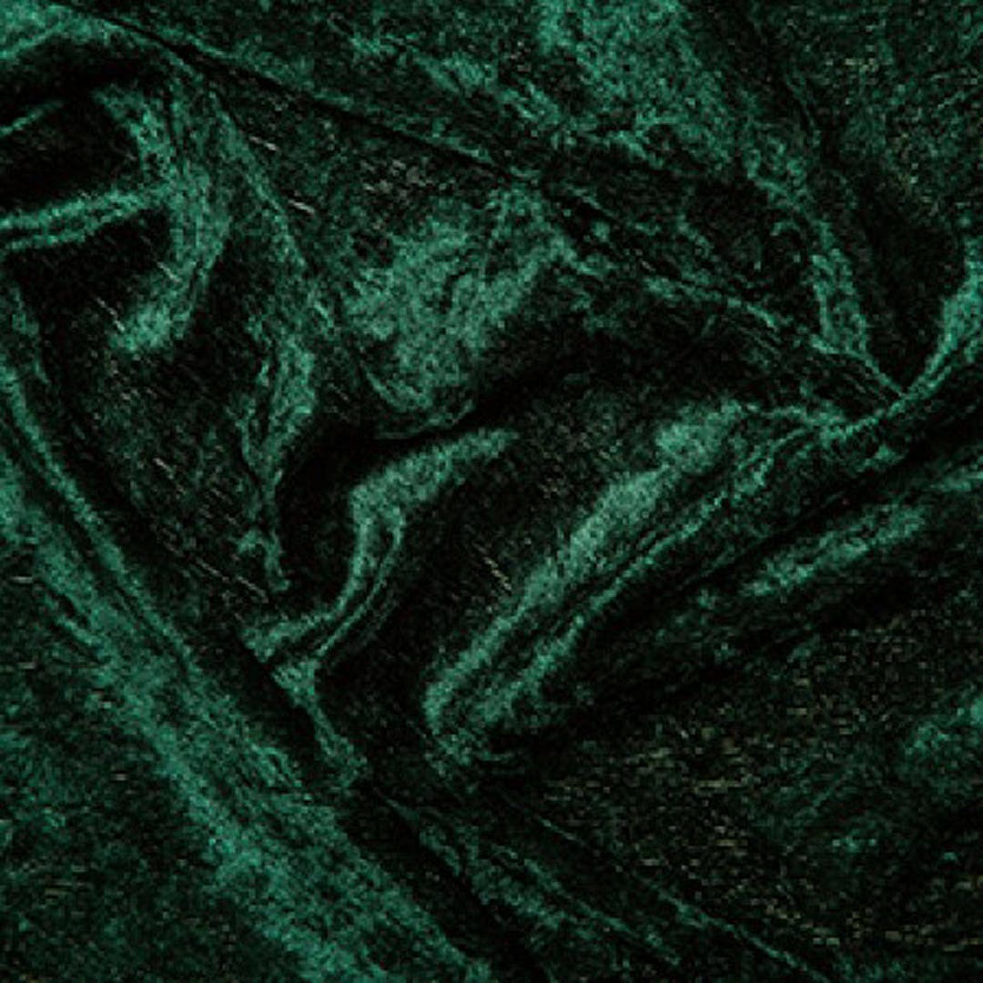 Bottle Green Crushed Velvet Velour Stretch Fabric Material - Polyester ...