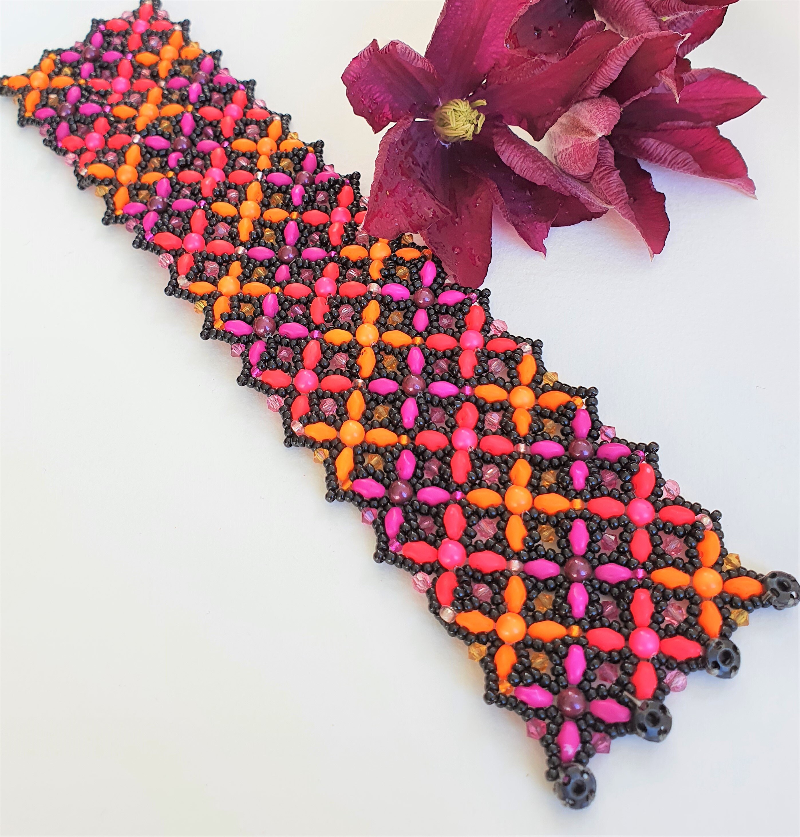 Beading Pattern Samara Cuff and Beaded Bead Tutorial PDF Download - Etsy