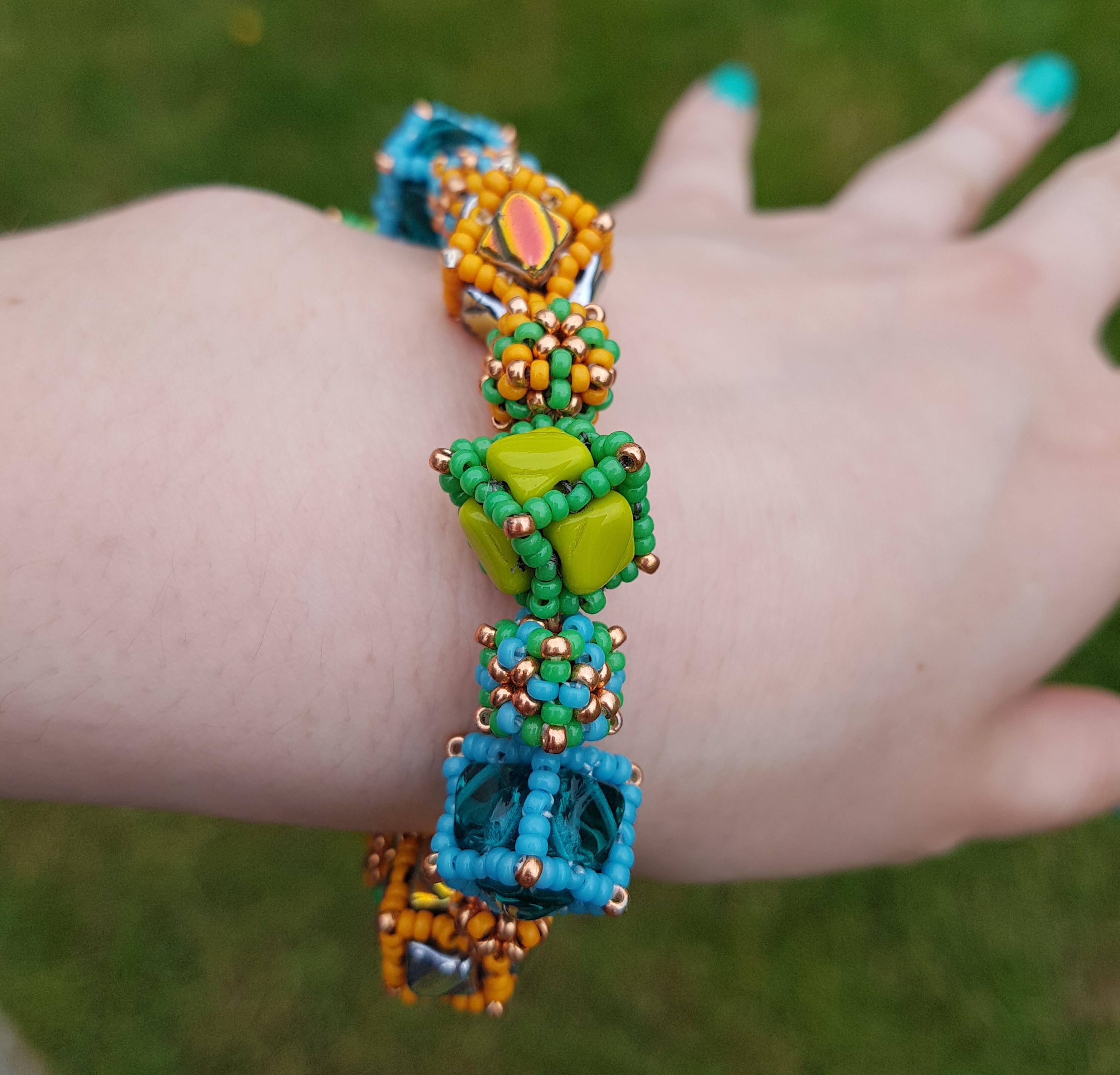 Big Cube Little Cube Bracelet - Beaded Bead - PDF Beading Tutorial ...