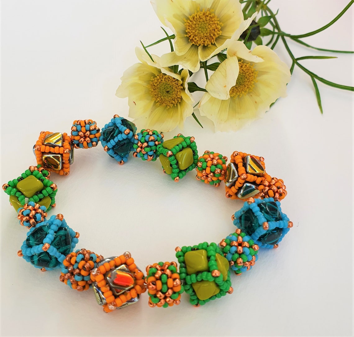Big Cube Little Cube Bracelet - Beaded Bead - PDF Beading Tutorial ...