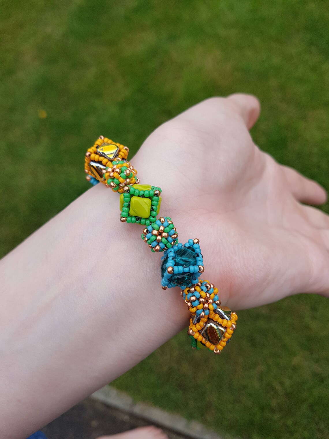 Big Cube Little Cube Bracelet - Beaded Bead - PDF Beading Tutorial ...