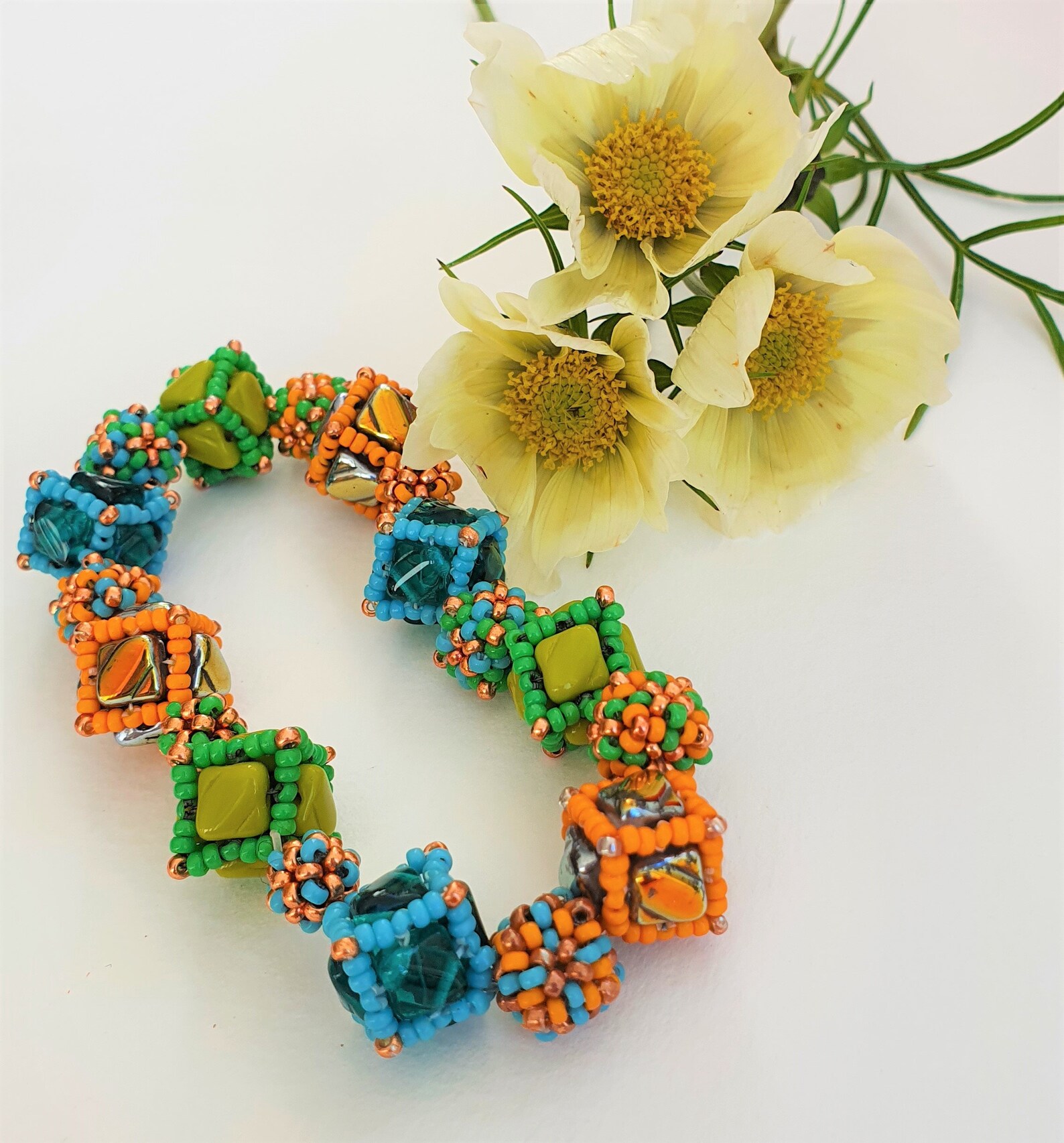 Big Cube Little Cube Bracelet - Beaded Bead - PDF Beading Tutorial ...