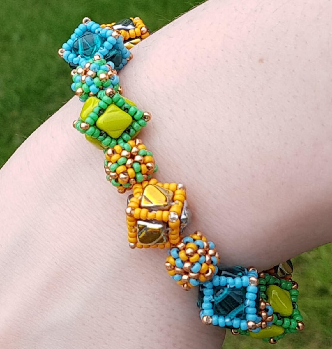 Big Cube Little Cube Bracelet - Beaded Bead - PDF Beading Tutorial ...