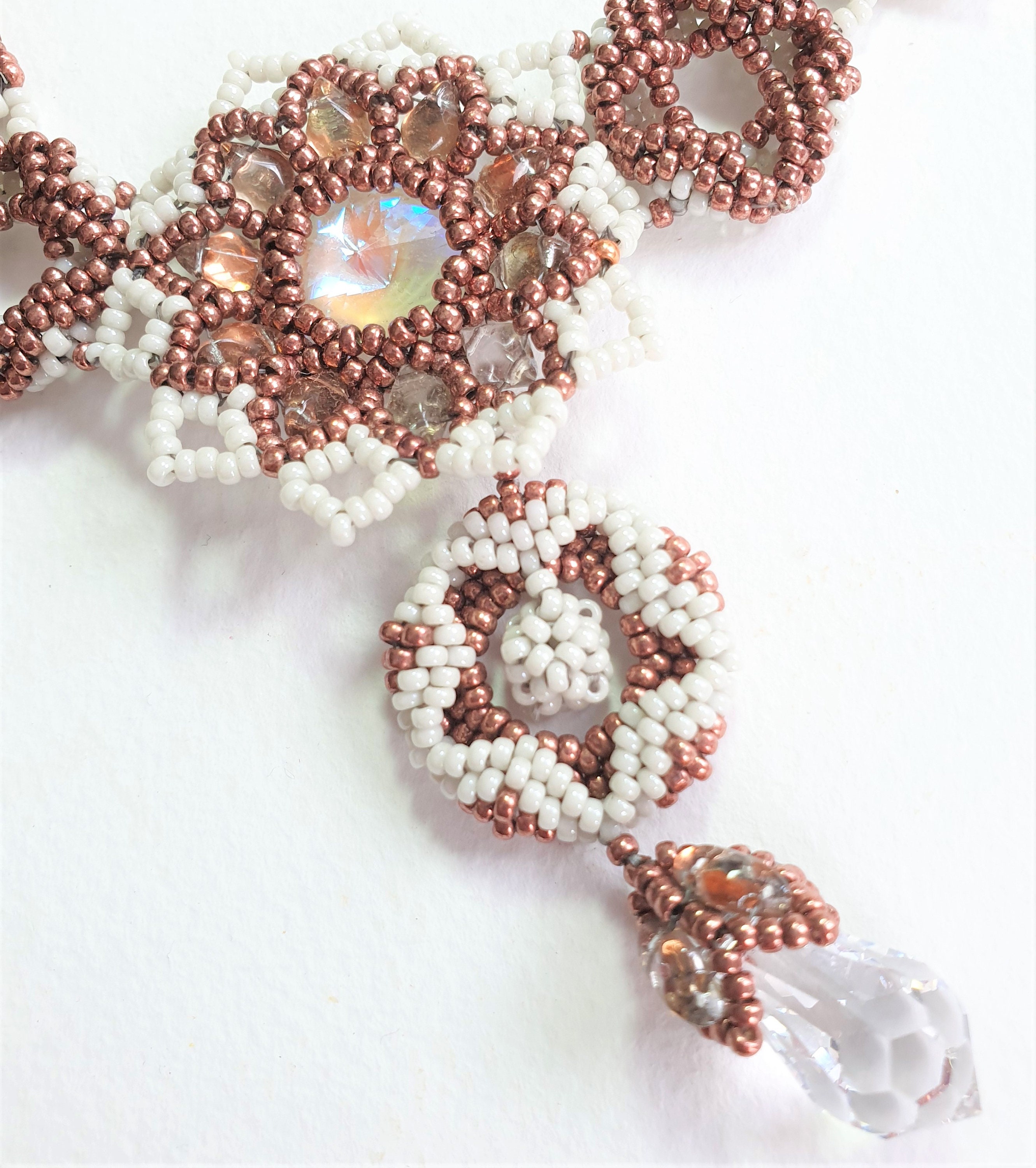 Beading Tutorial Eidelweiss Necklace PDF Beading Pattern Diamond Duo ...