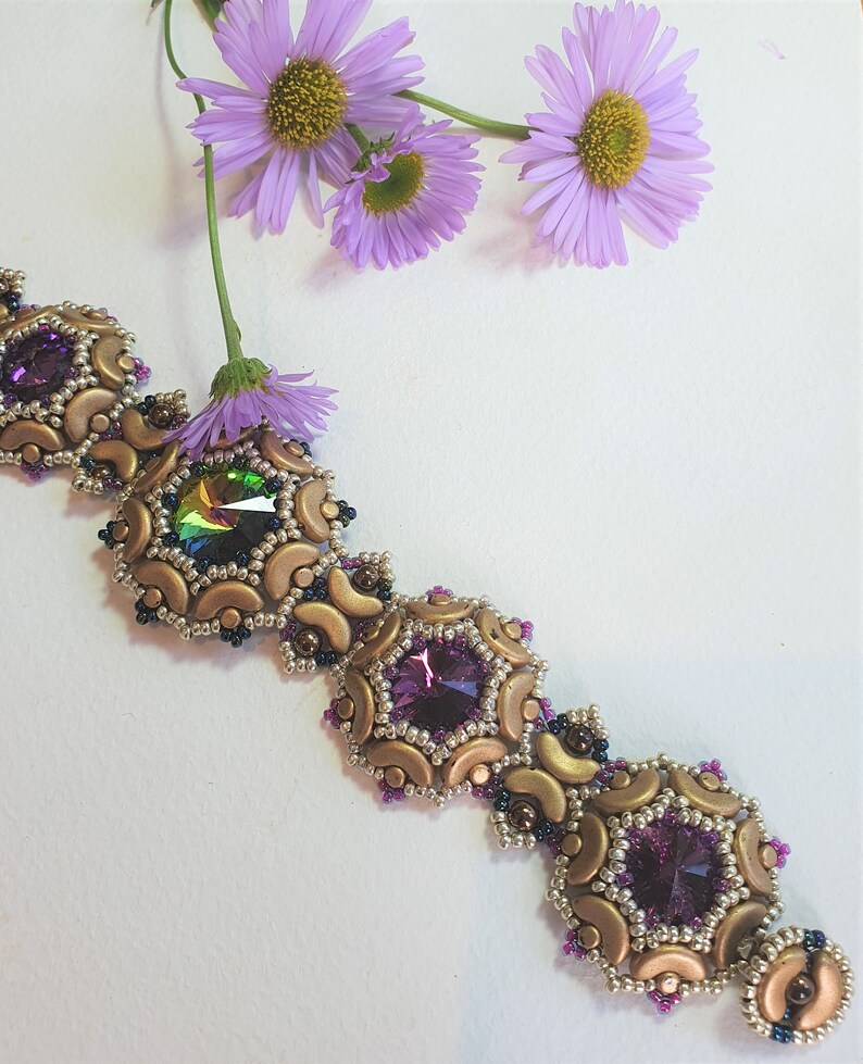 Beading Tutorial Iris Bracelet PDF Beadwork PDF Pattern, Beaded Bracelet - Etsy