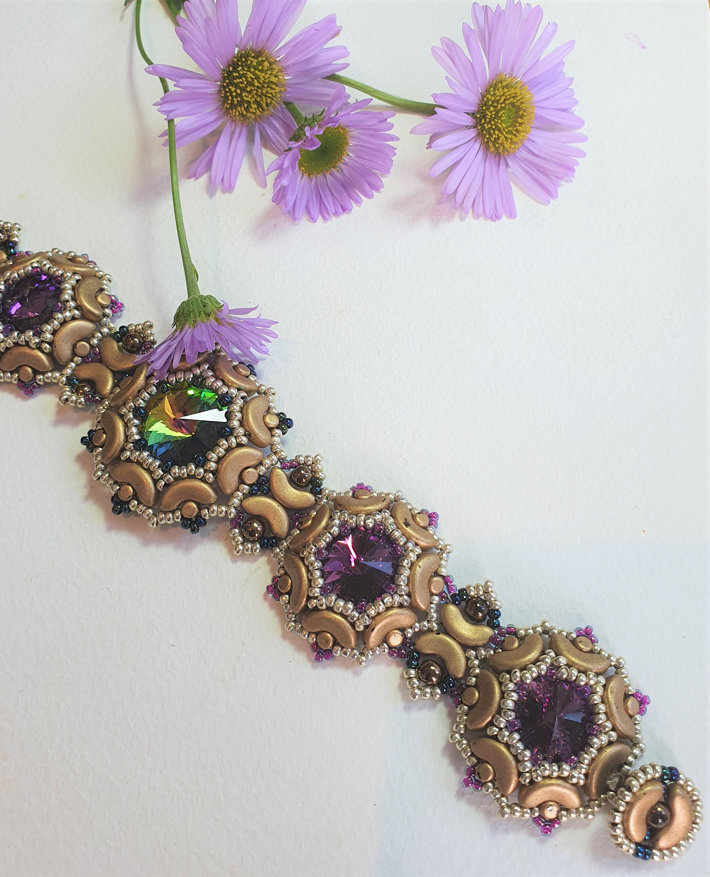 Beading Tutorial Iris Bracelet PDF Beadwork PDF Pattern, Beaded ...