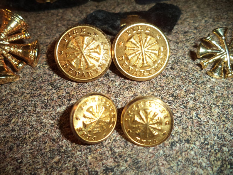 Vintage Fireman Uniform Buttons Joliet ILL. Waterbury Button Co. Conn ...
