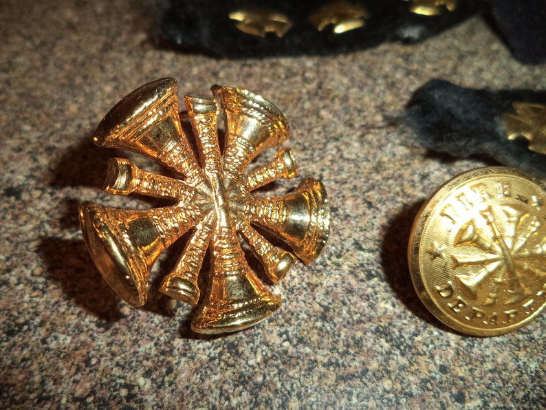 Vintage Fireman Uniform Buttons Joliet ILL. Waterbury Button Co. Conn ...