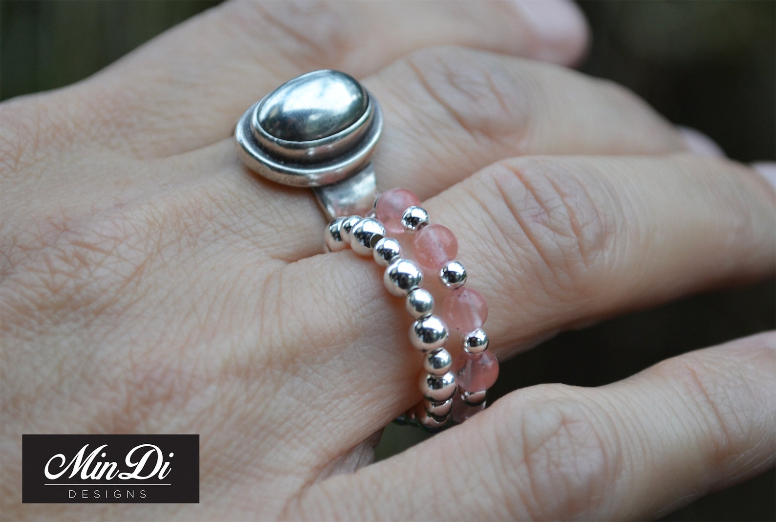 Our New Stretch Bead Rings With Genuine Sterling Silver & Semi - Etsy ...