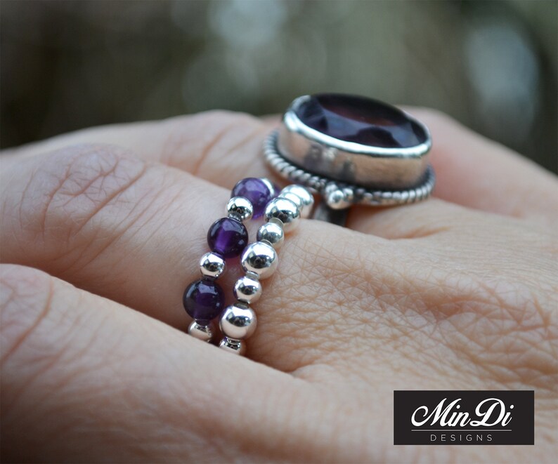 Our New Stretch Bead Rings With Genuine Sterling Silver & Semi - Etsy ...