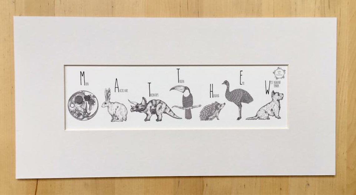 Personalised Animal Name Print Nursery Decor Children Baby | Etsy