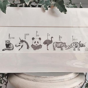 Personalised Animal Name Print, Nursery Decor, Children, Baby, Newborn ...