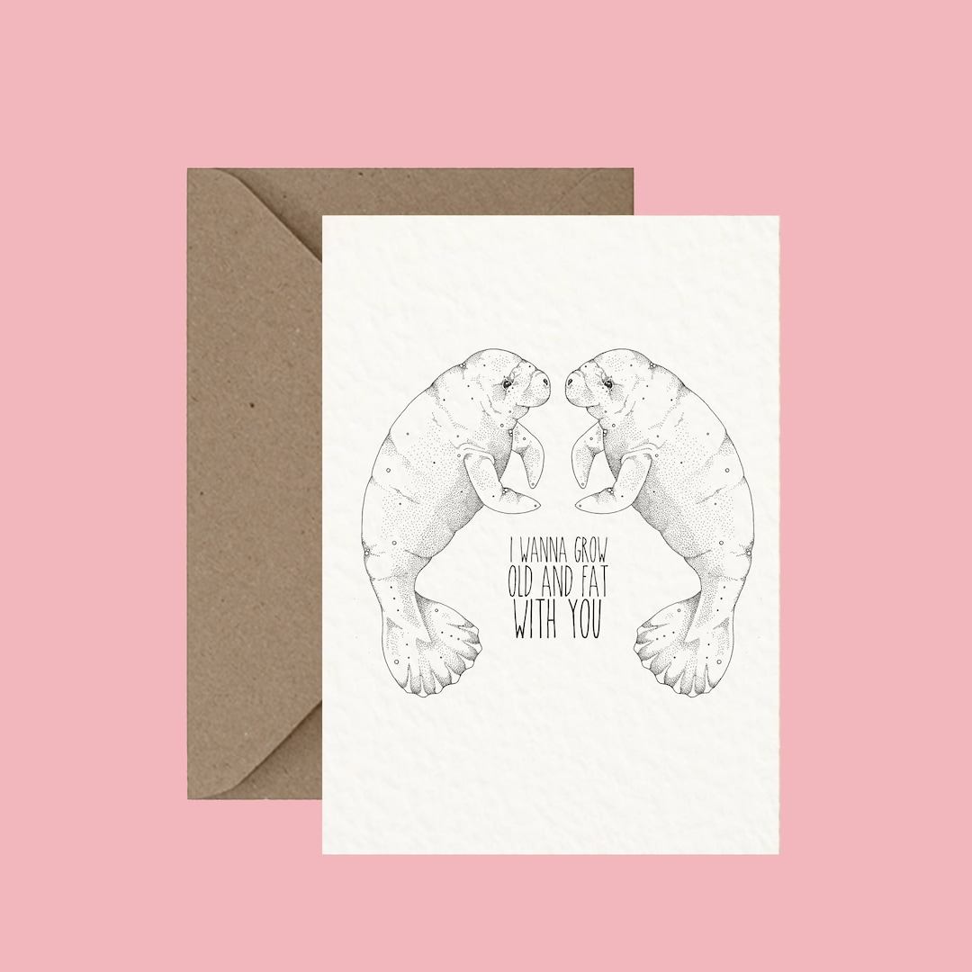 Animal Pun Greeting Card Manatee Humor Humour Funny Card - Etsy