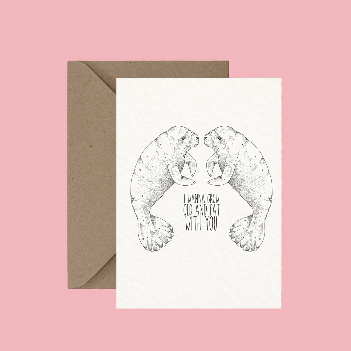 Animal Pun Greeting Card, Manatee, Humor Humour, Funny Card, Love and ...
