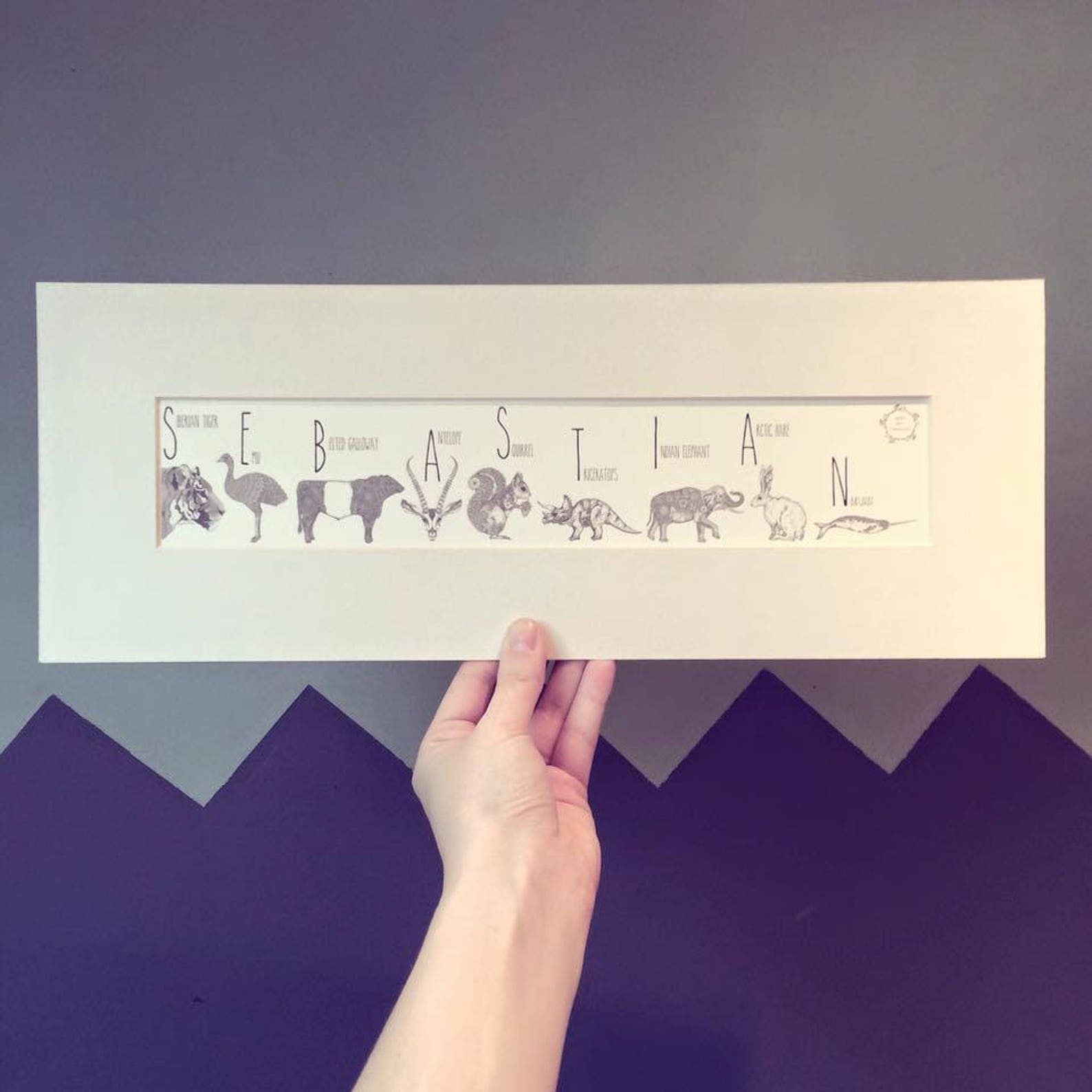 Personalised Animal Name Print Nursery Decor Children Baby | Etsy