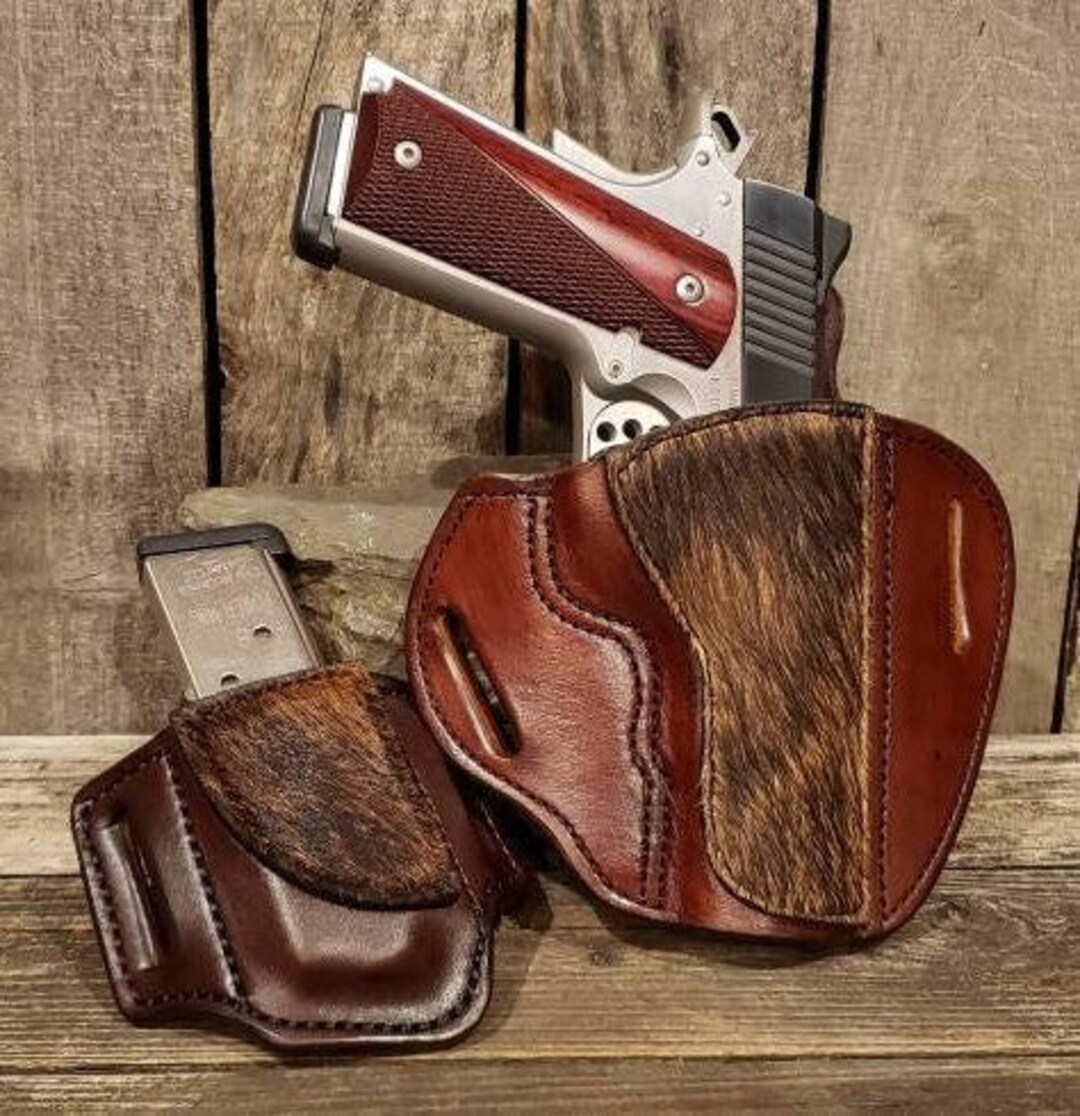 1911 Government Custom Handmade Leather Holster and Mag Set With Hair ...