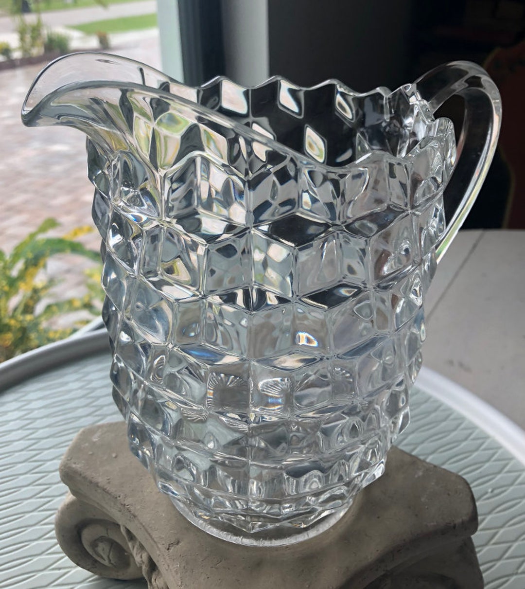 Fostoria-crystal-pitcher-cube Pattern-water Pitcher-lemonade Pitcher ...