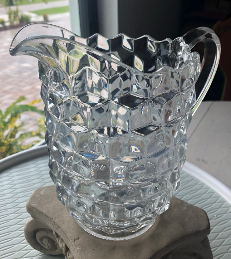 Fostoria-crystal-pitcher-cube Pattern-water Pitcher-lemonade Pitcher ...