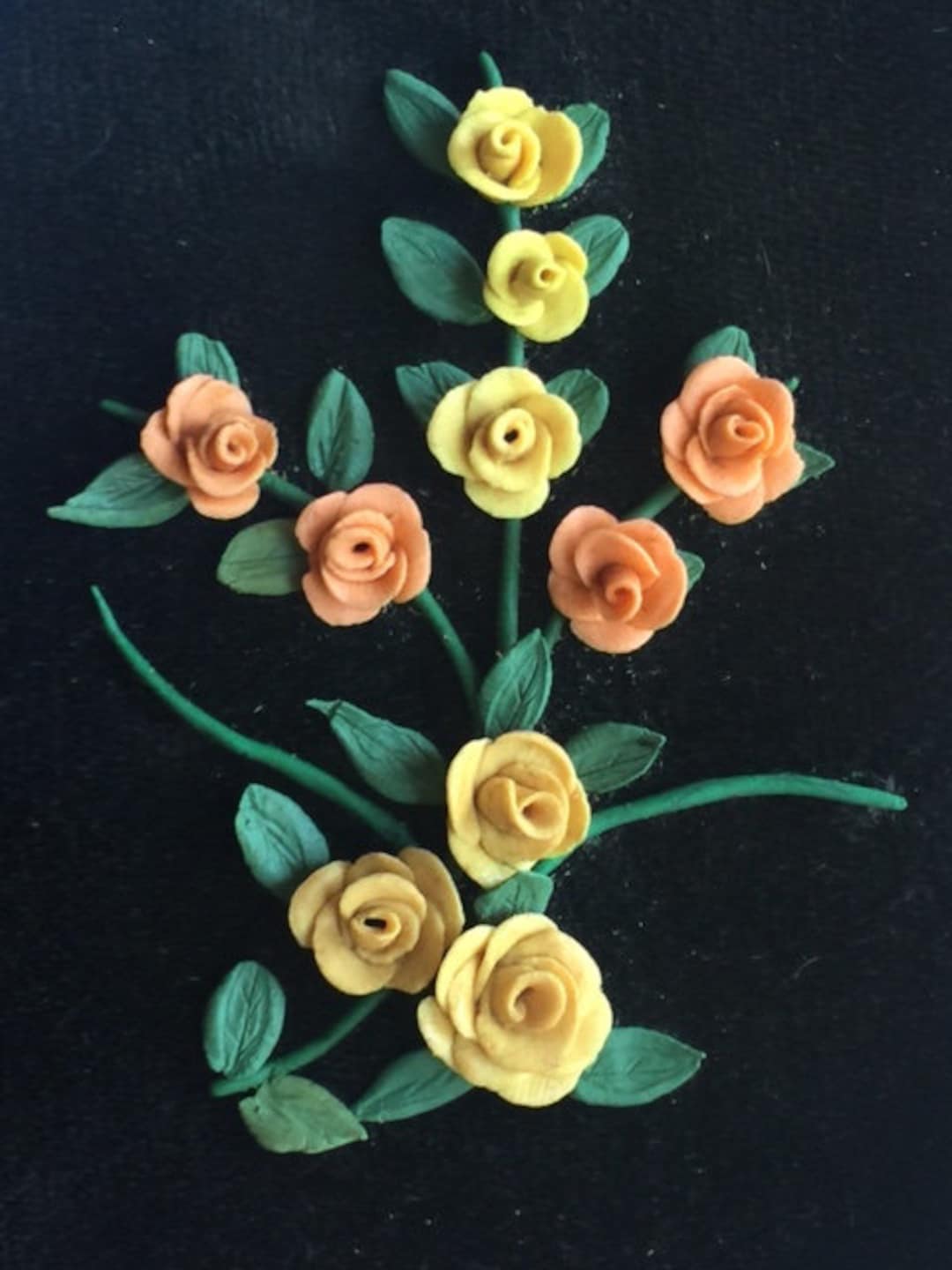 Framed 3D Rose Art-ceramic Roses on Velvet-deep Frame-rose Art ...