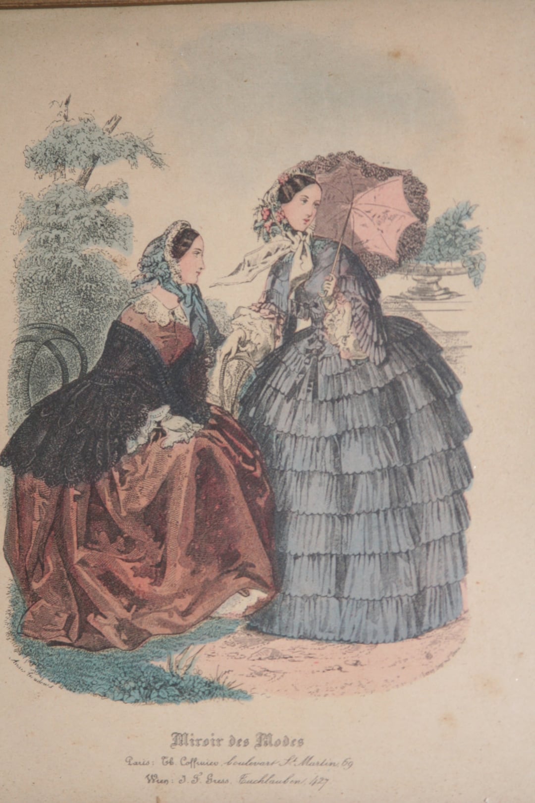 Miroir Des Modes Print - Fashion Print - Hand Colored Print - Leroy Imp ...