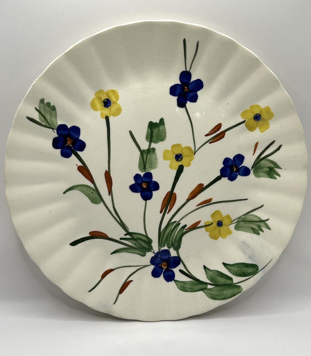 Blue Ridge-dinner Plate-blue and Yellow Flowers-blue Ridge Back Stamp ...