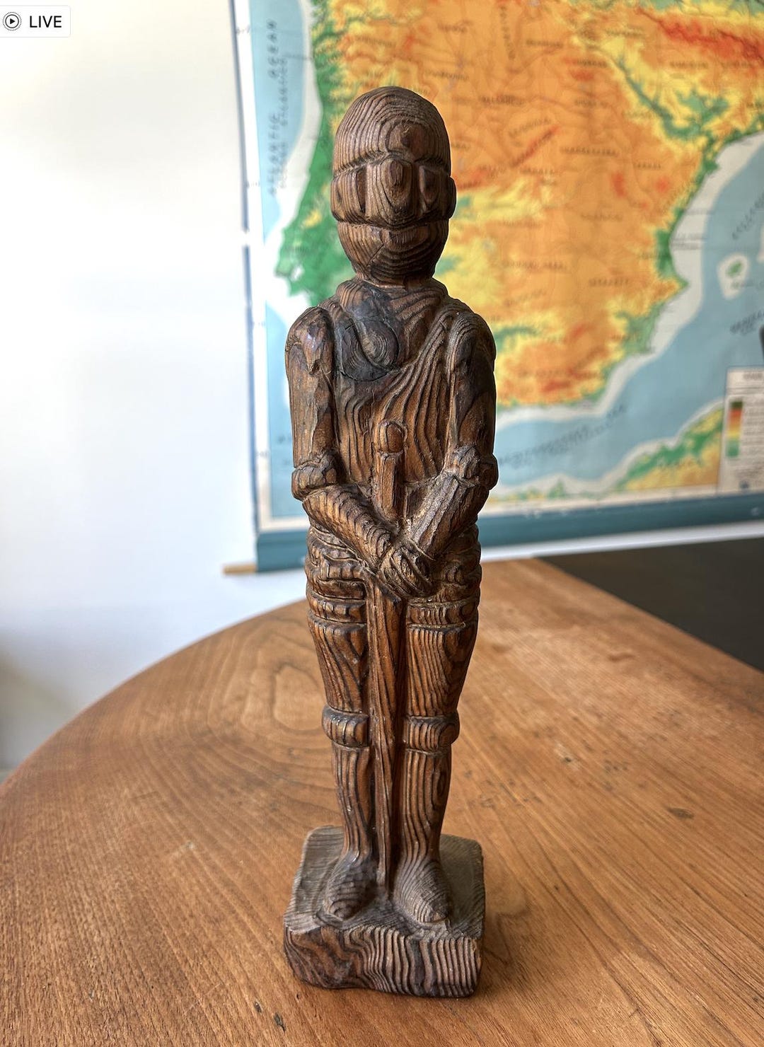 Carved Knight With Helmet-carrying Sword-wood Carving-carved Wood-one ...