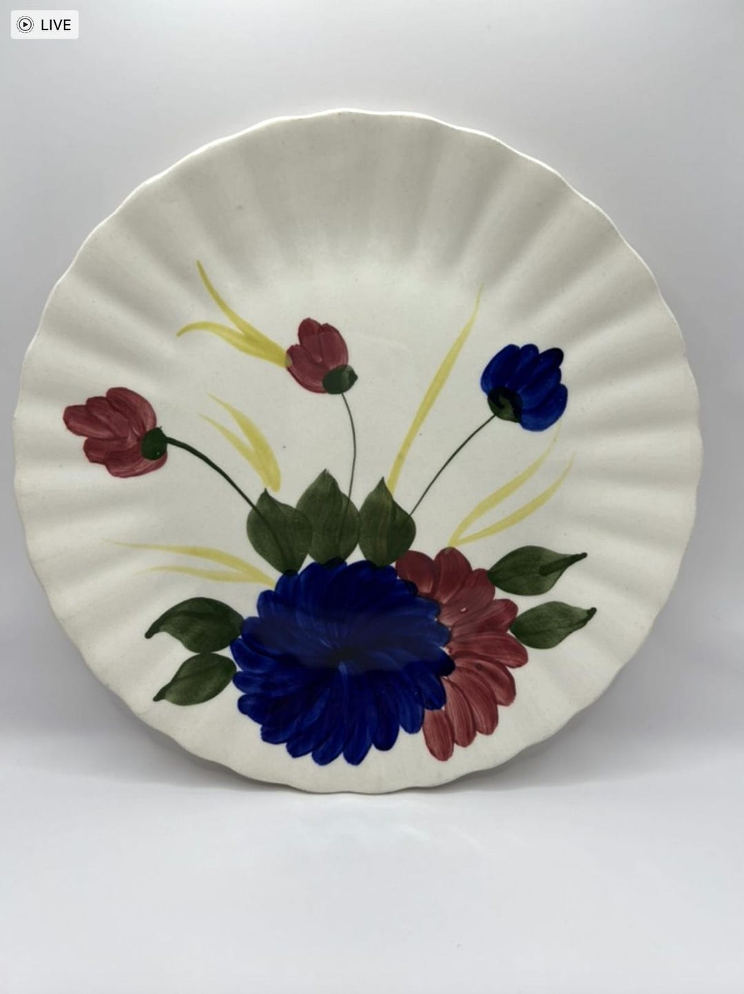 Blue Ridge-dinner Plate-blue and Maroon Flowers-blue Ridge Back Stamp ...