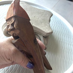 Carved Man-angry Face-mad Face-red Hat-wood Carving-carved Wood-wooden ...