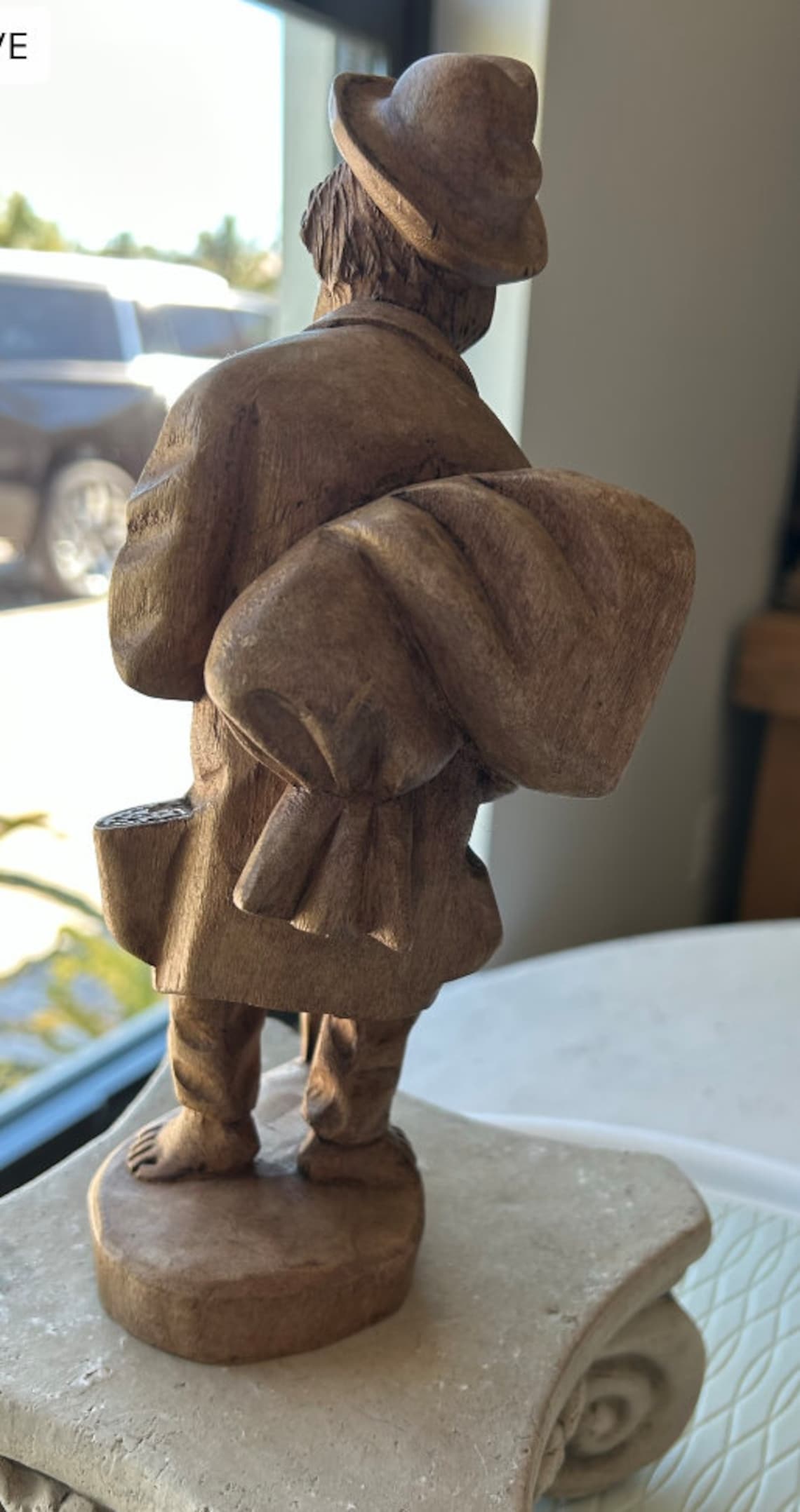 Carved Man With Mustache-walking Stick-cane-man Walking With Staff-old ...